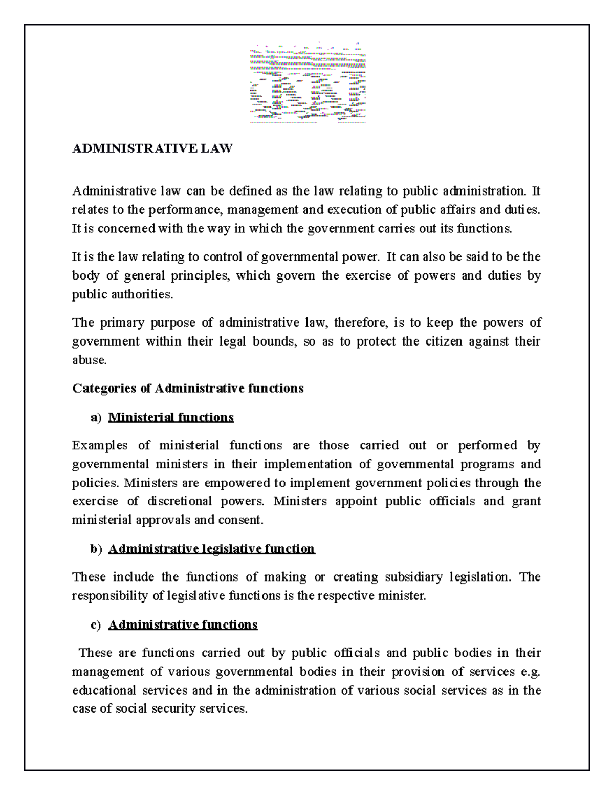 Administrative LAW - introduction to macroeconomics - KCAU - Studocu