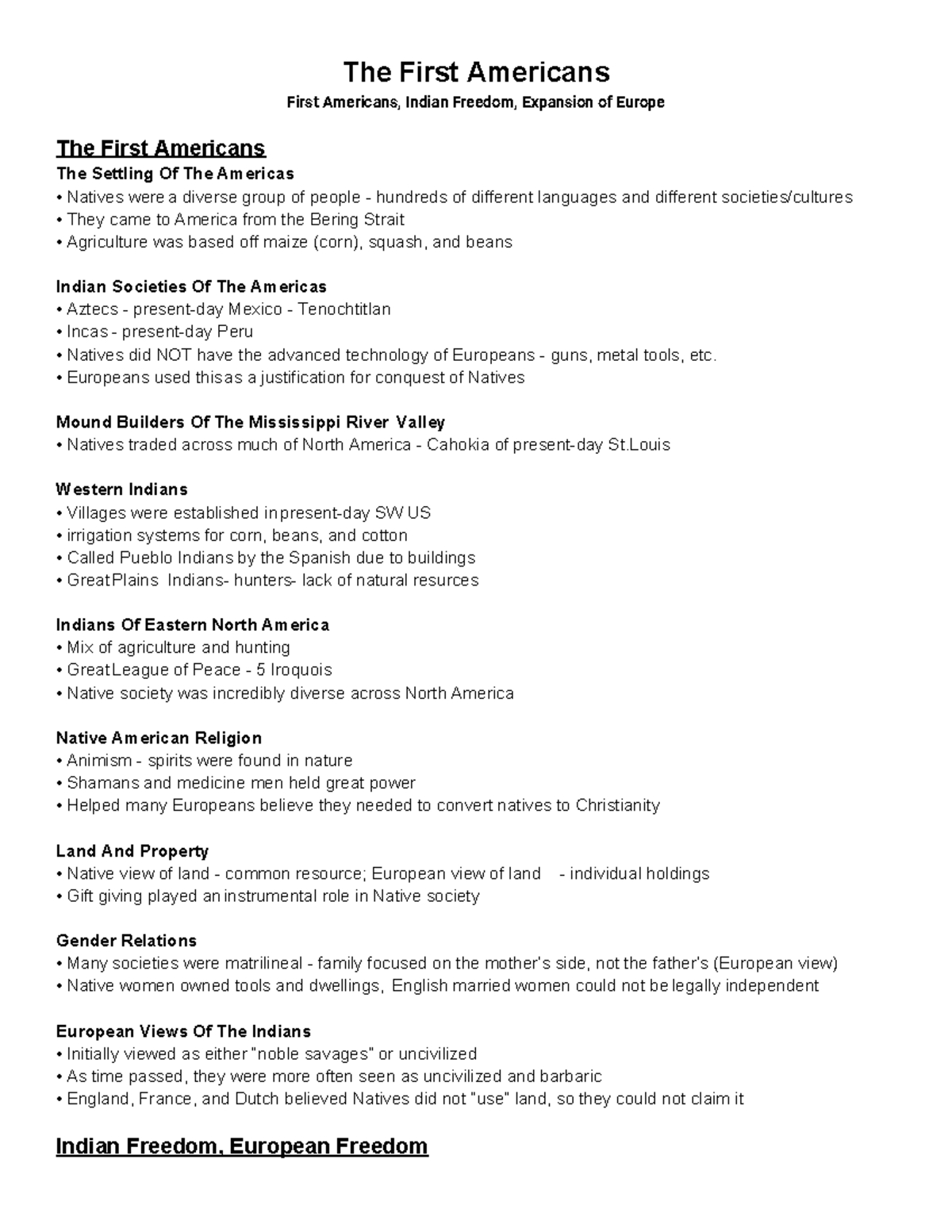 Chapter 1A - First Americans - The First Americans First Americans ...