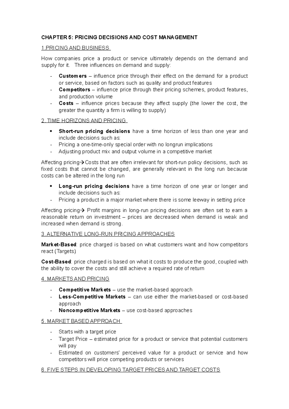 Chapter 5 - profesor paulo - CHAPTER 5: PRICING DECISIONS AND COST MANAGEMENT 1 AND BUSINESS How ...