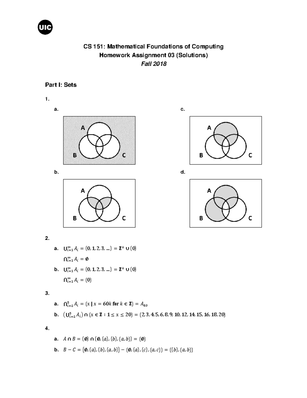 Hmwk 3 solution - CS 151: Mathematical Foundations of Computing Homework Assignment 03 ...