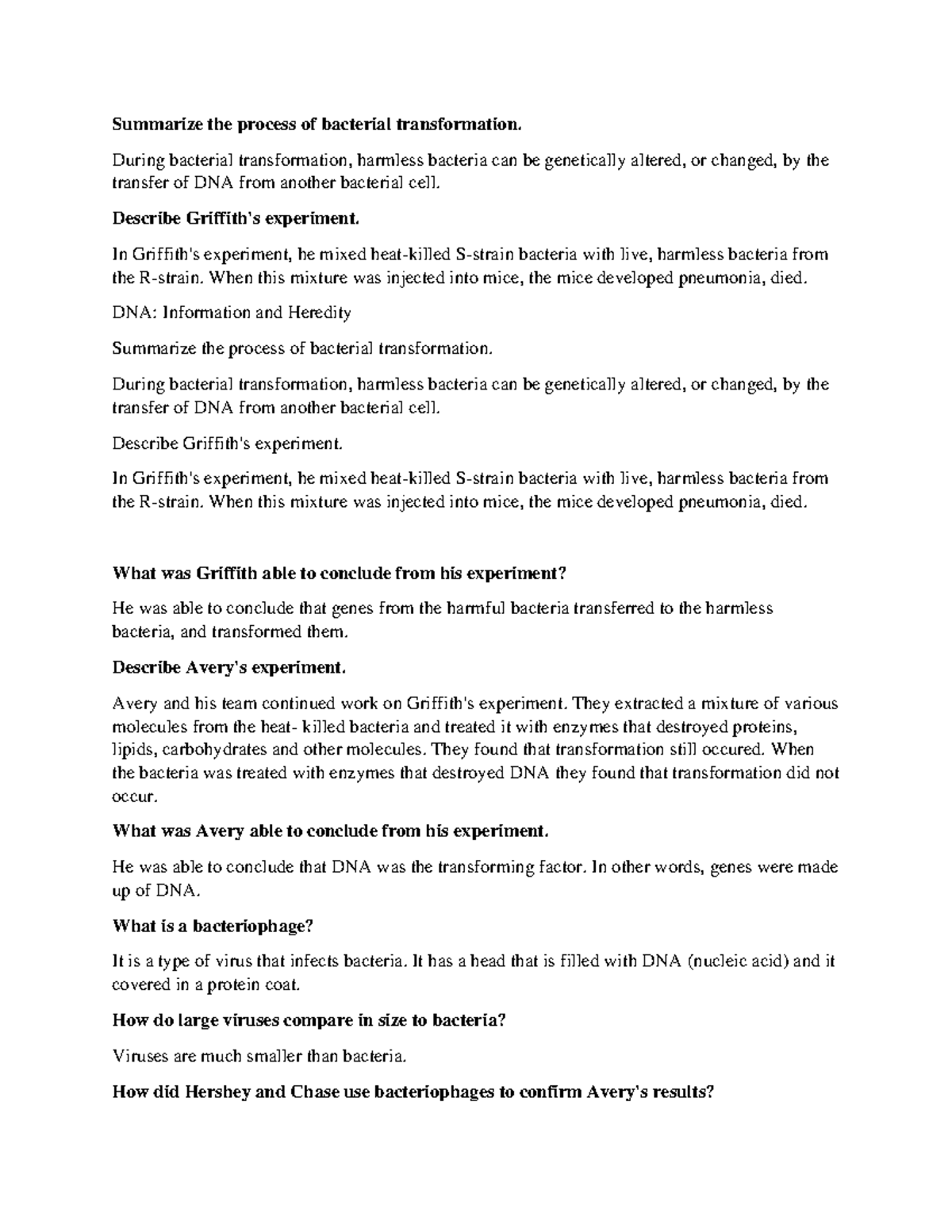 Critical thinking questions DNA structure and function - Summarize the ...