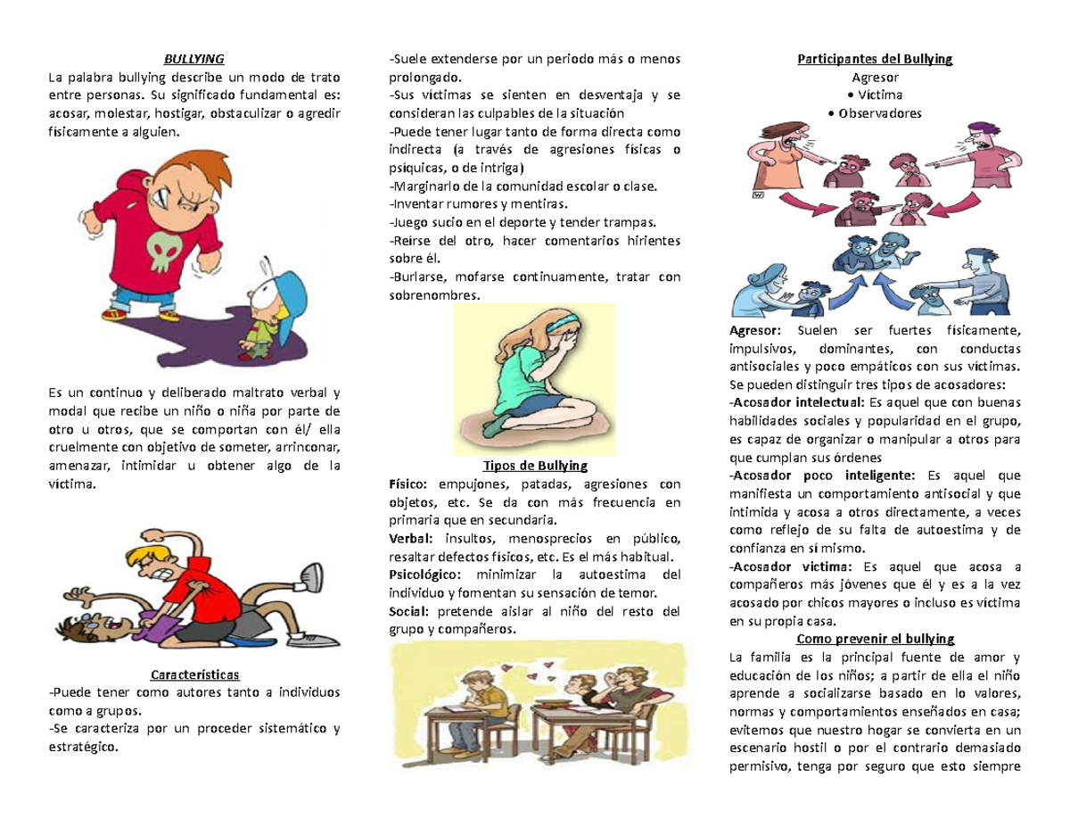 Triptico-del-Bullying - BULLYING La palabra bullying describe un modo ...