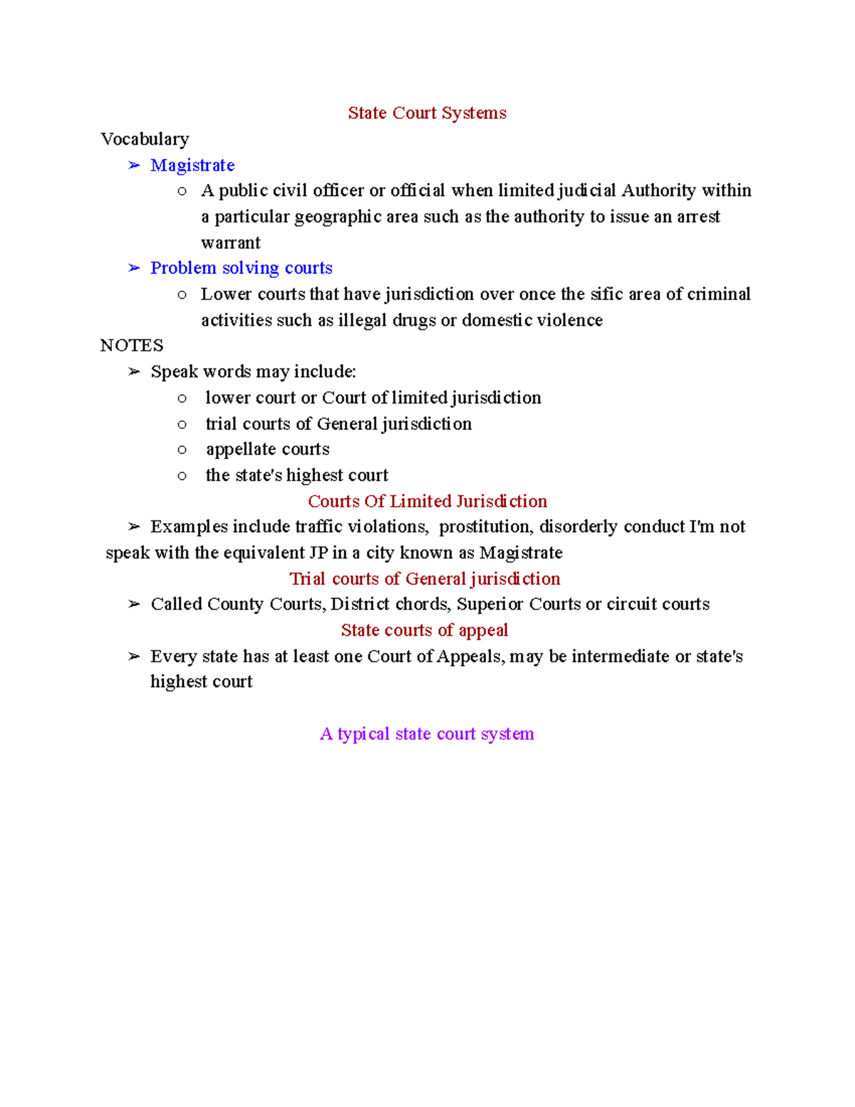 State Court System chapter 7 - State Court Systems Vocabulary ...