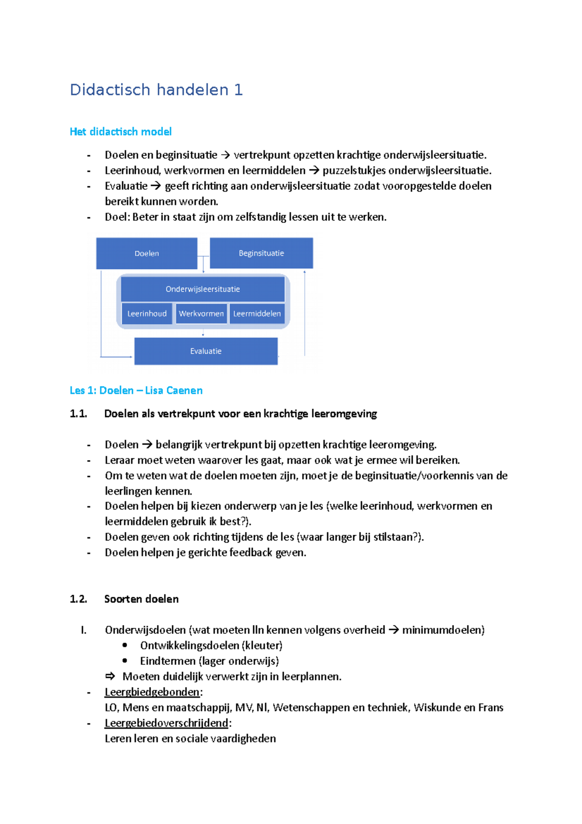 Samenvatting didactisch handelen - Didactisch handelen 1 Het didactisch ...