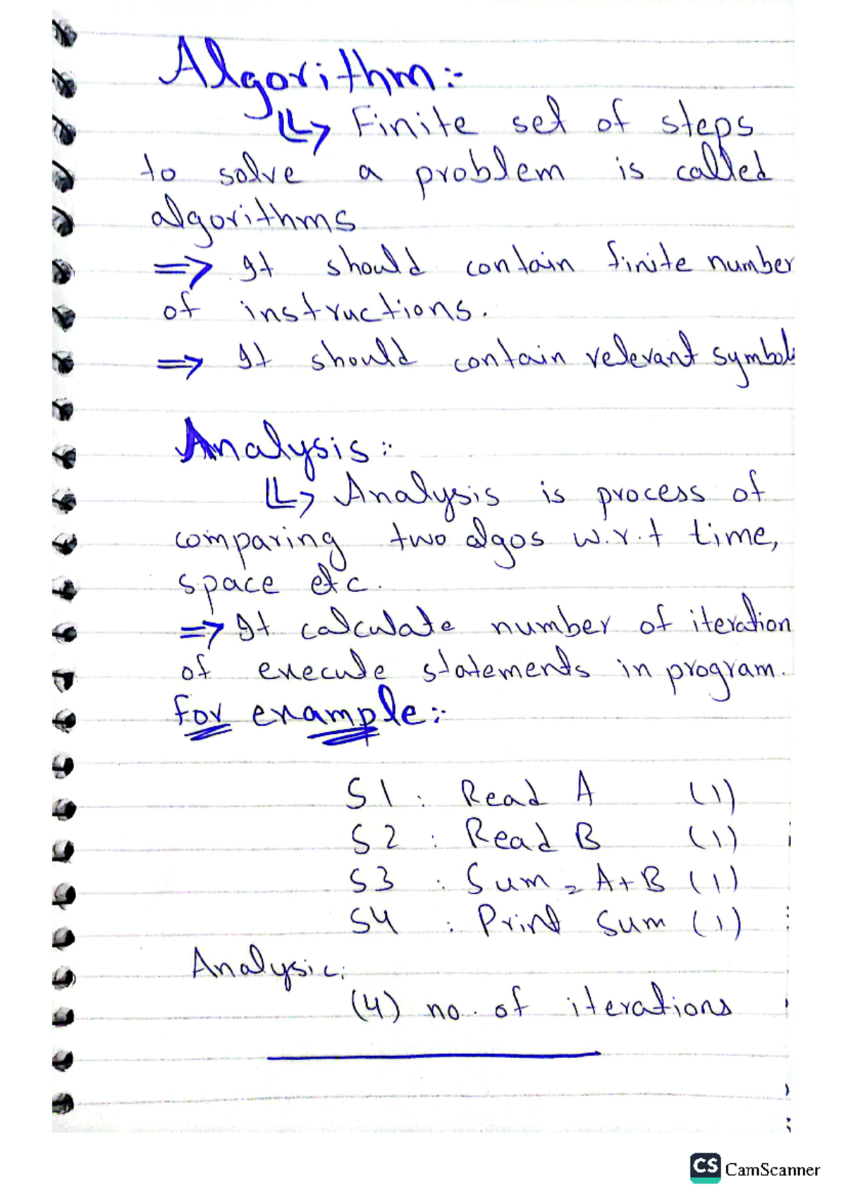 Daa Algorithm Notes Bscs 6th Finite Set Of Steps To Solve A Problem Is Called Algorithms It