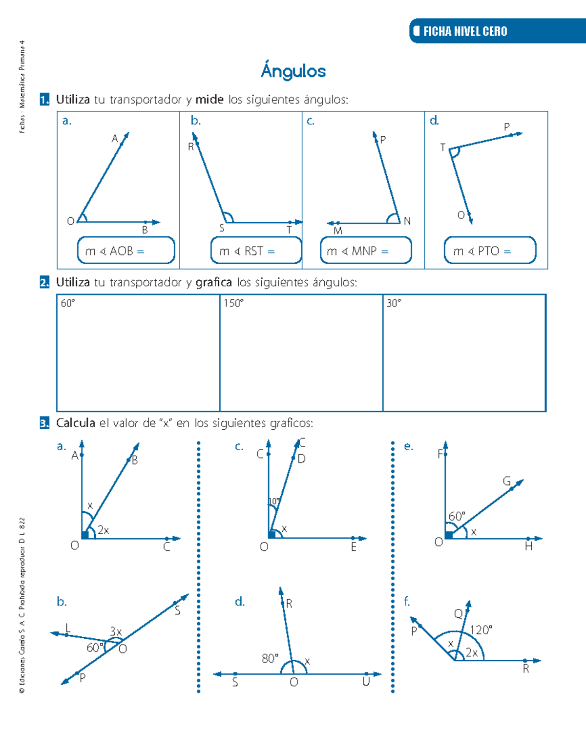 F0 Ángulos - practica - Fichas - Matemática Primaria 4 © Ediciones Corefo S. A. C. Prohibido ...