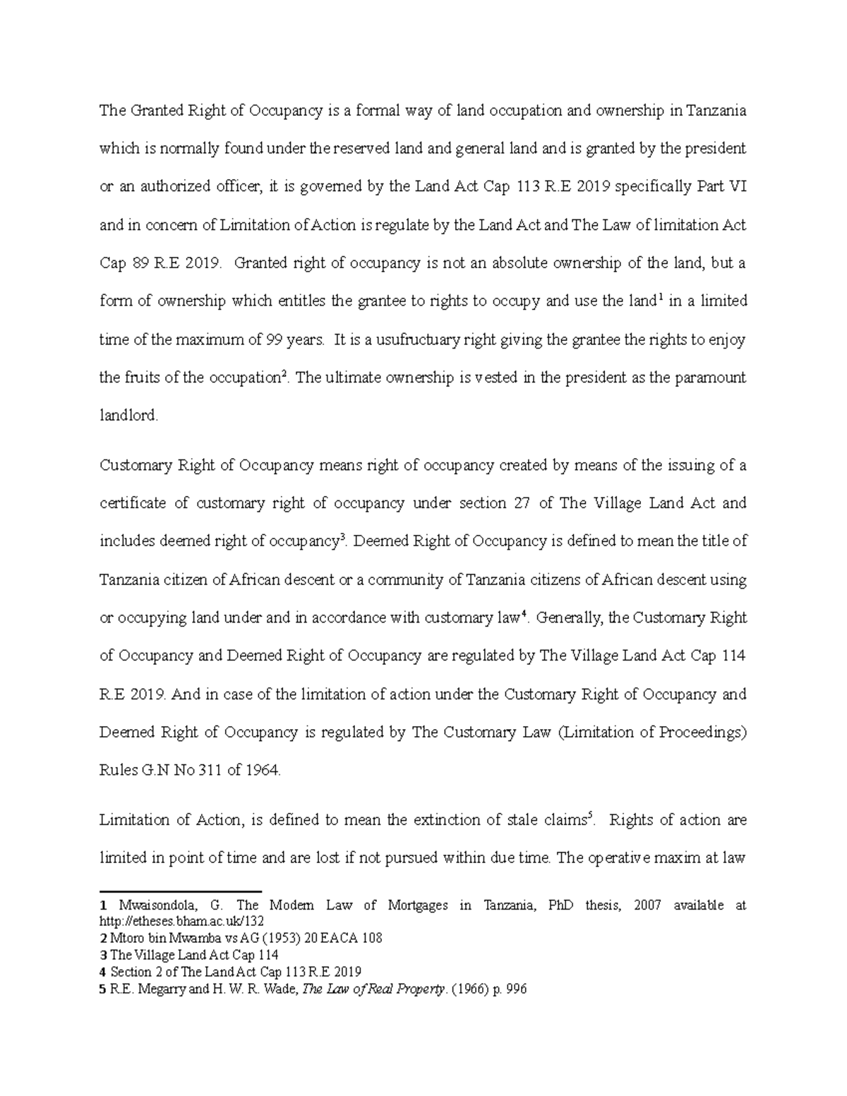 Mwaiso land - The Granted Right of Occupancy is a formal way of land ...