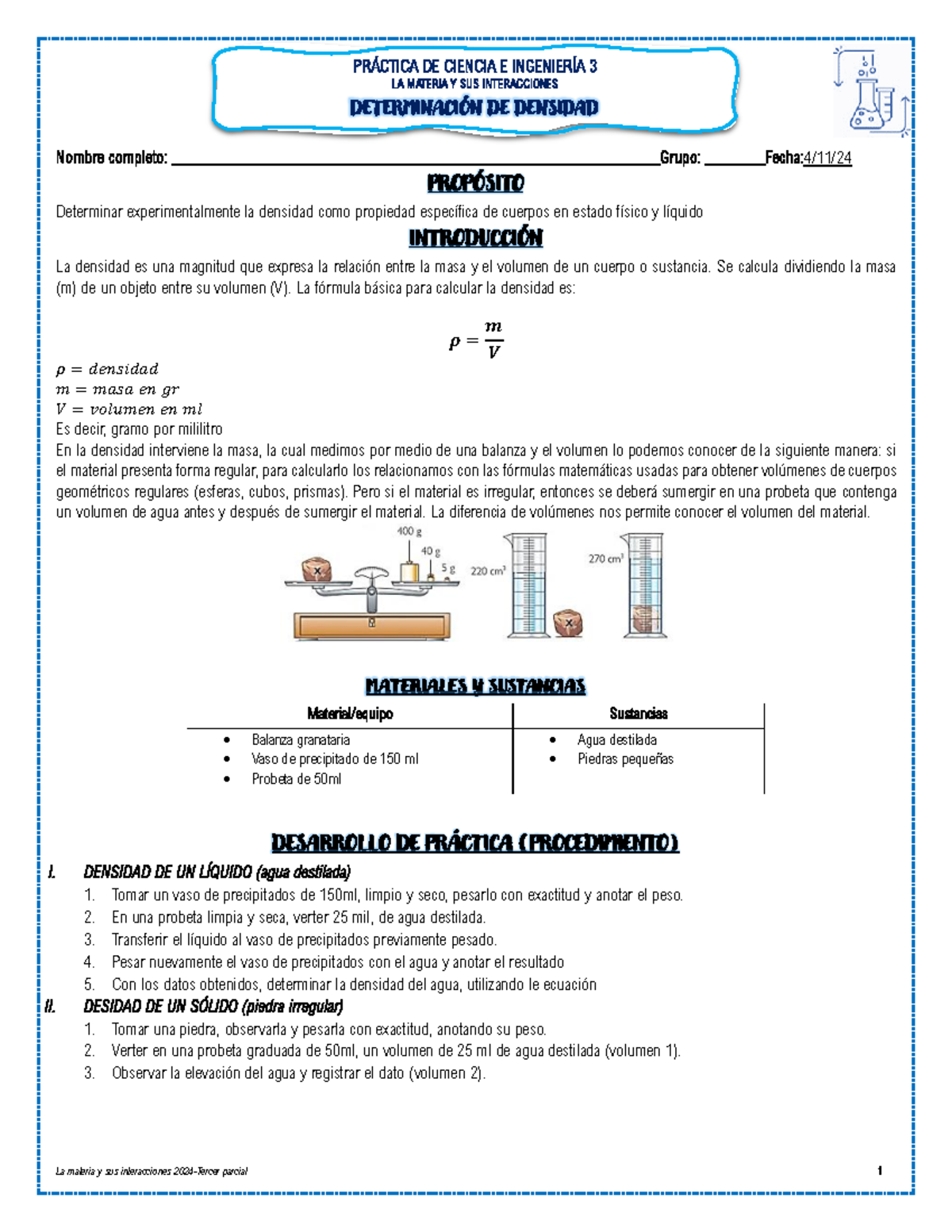 Práctica DE Ciencia E Ingeniería 3 P1 - La materia y sus interacciones ...
