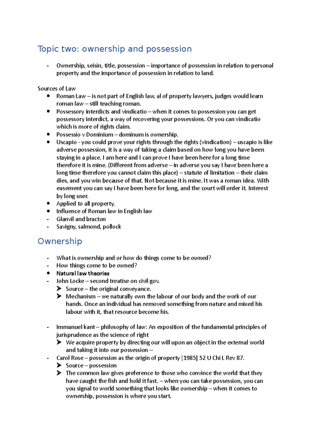Topic 2 - ownership and possession - Topic two: ownership and ...