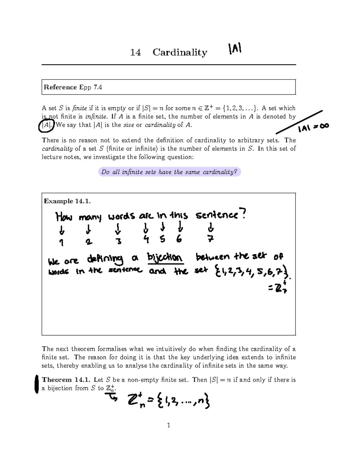 14 - Cardinality - Lecture notes for section 14 of COSC121 - 14 ...