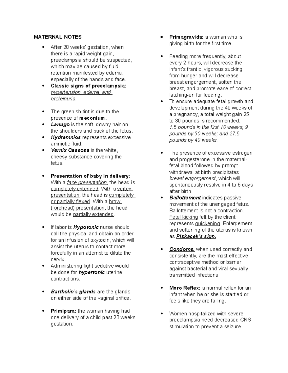 Maternal Notes - MATERNAL NOTES After 20 weeks’ gestation, when there ...