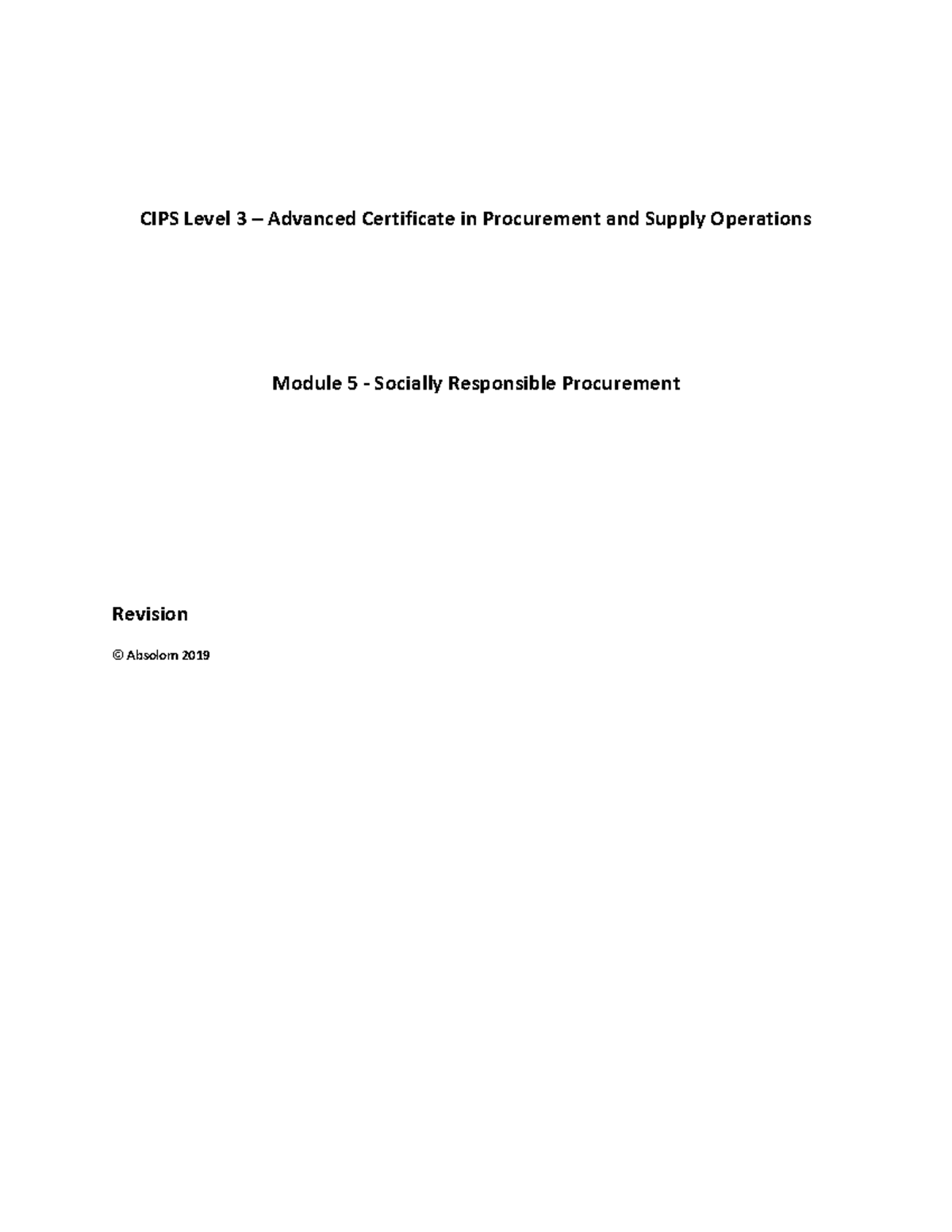 L3 Socially Responsible Procurement M5 Questions (2) 1-1 - CIPS Level 3 – Advanced Certificate ...