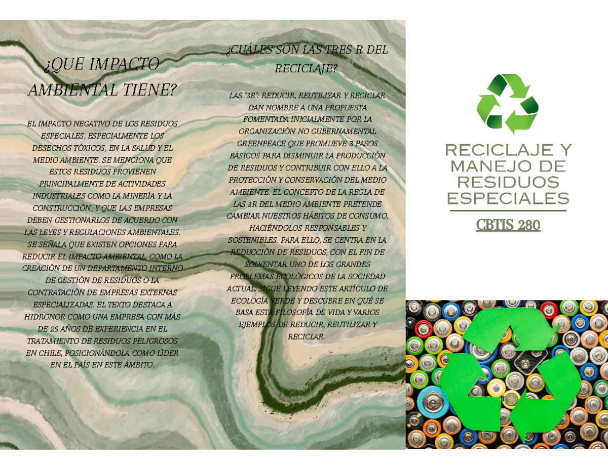 Tríptico minimalista verde - CBTIS 280 ¿CUÁLES SON LAS TRES R DEL ...