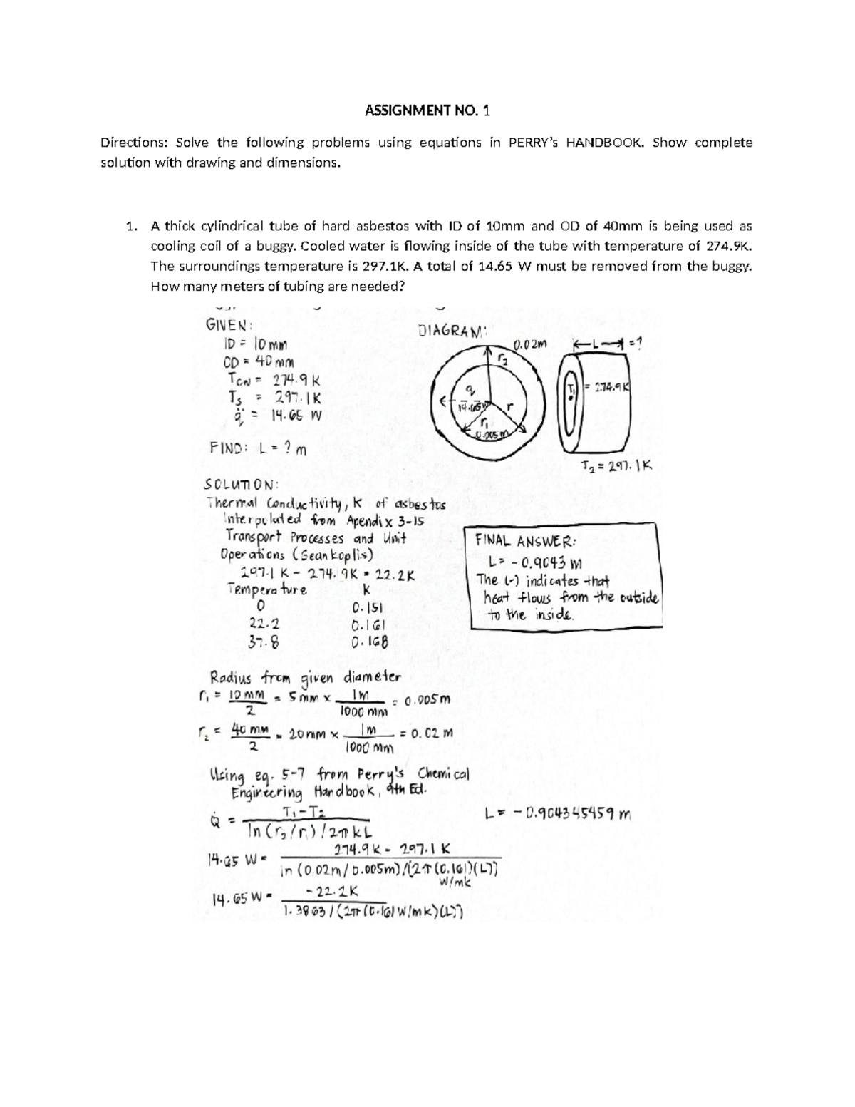 Assignment NO. 1 Answer Key - ASSIGNMENT NO. 1 Directions: Solve the following problems using ...