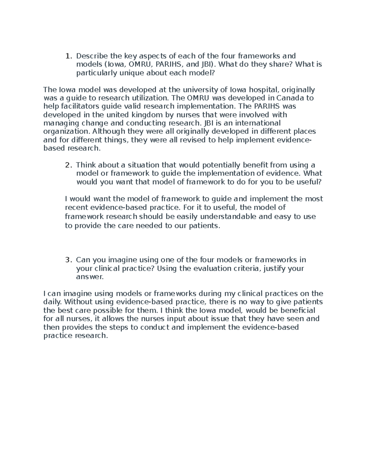 Module 2- critical thinking questions - Describe the key aspects of ...