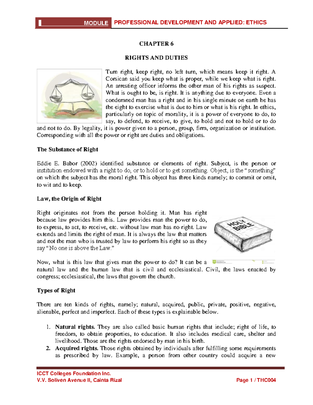 Module 6 - THC004 Chapter - ICCT Colleges Foundation Inc. CHAPTER 6 ...