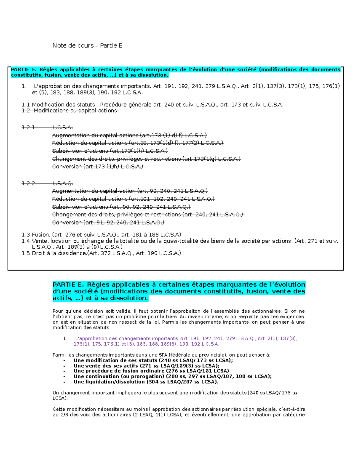 Note de cours - Partie E - Anne Talbot - DRT2402 - UdeM - Studocu