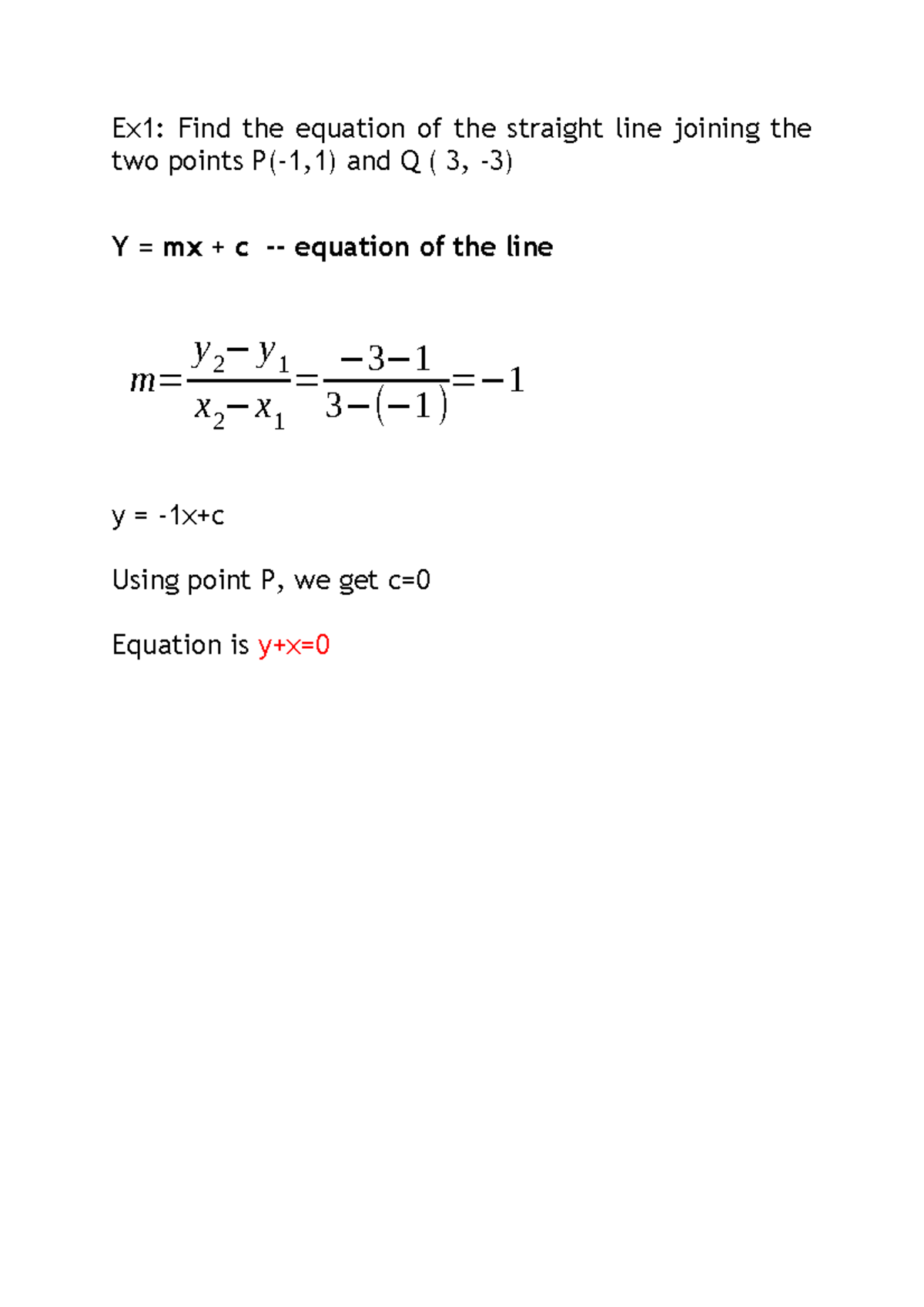Linear Equations Part 2 - Ex1: Find the equation of the straight line ...