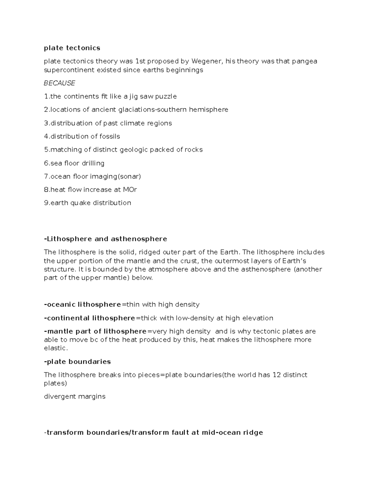 Plate tectonic notes - plate tectonics plate tectonics theory was 1st ...