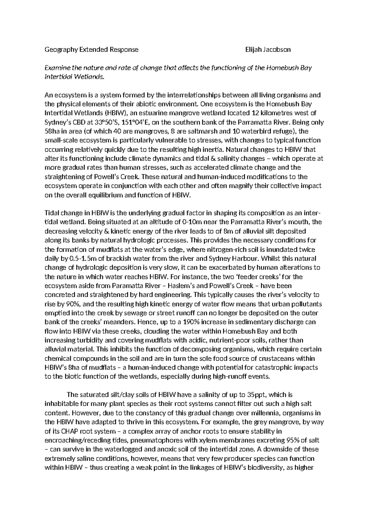 HBIW Extended Response - Geography Extended Response Elijah Jacobson ...