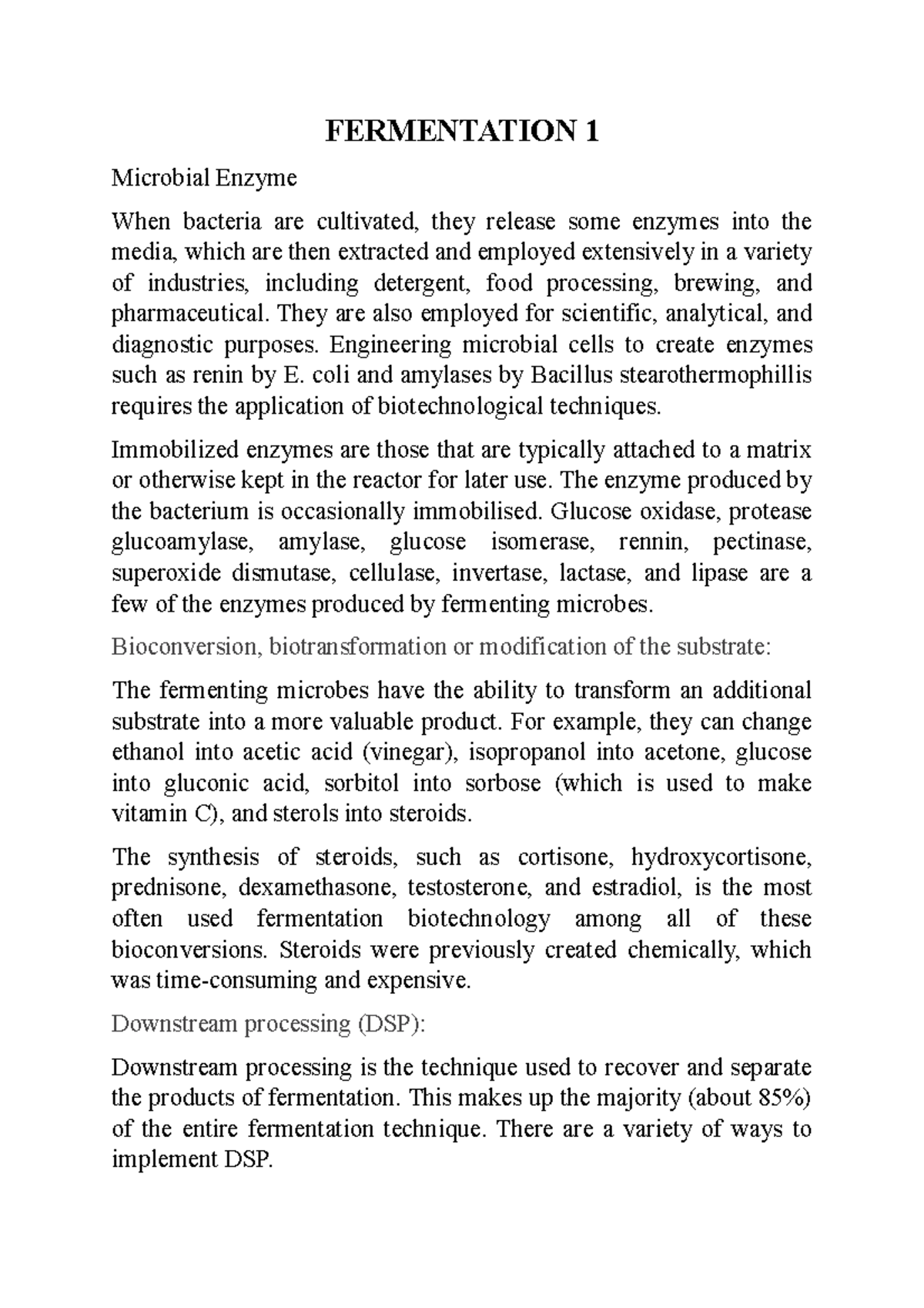 Fermentation 1 - Copy - FERMENTATION 1 Microbial Enzyme When bacteria ...