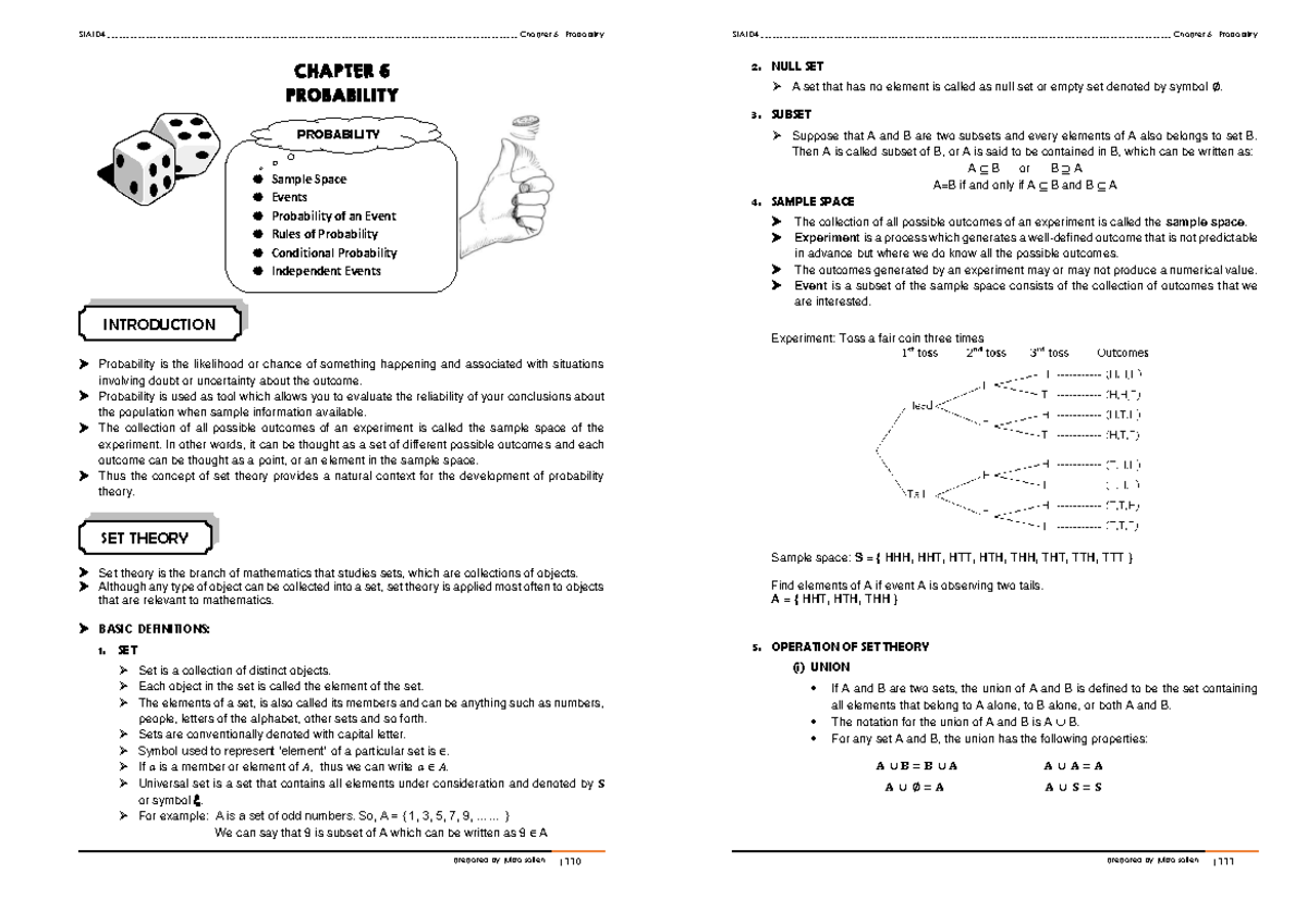 STA104 Chapter 6 - Probability new - CHAPTER 6 PROBABILITY Probability ...