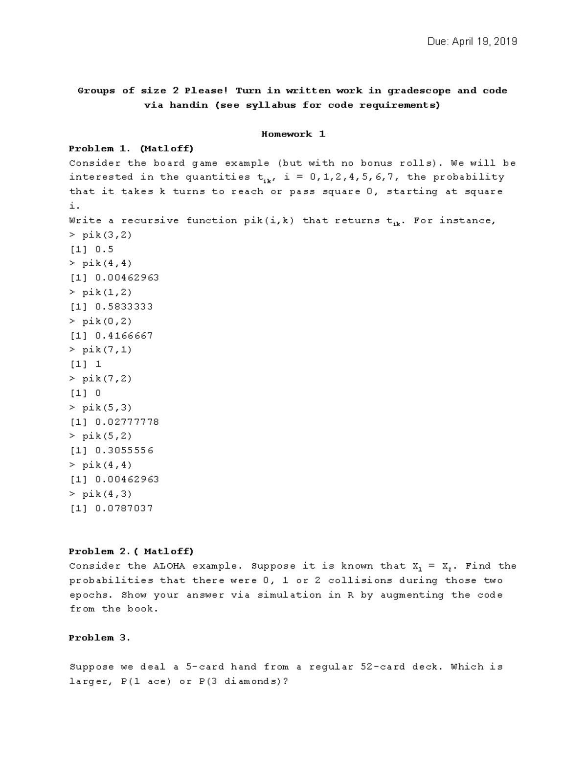 ECS 132 HW 1 - HW1 for ECS 132 assigned by Professor Frid - Due: April ...