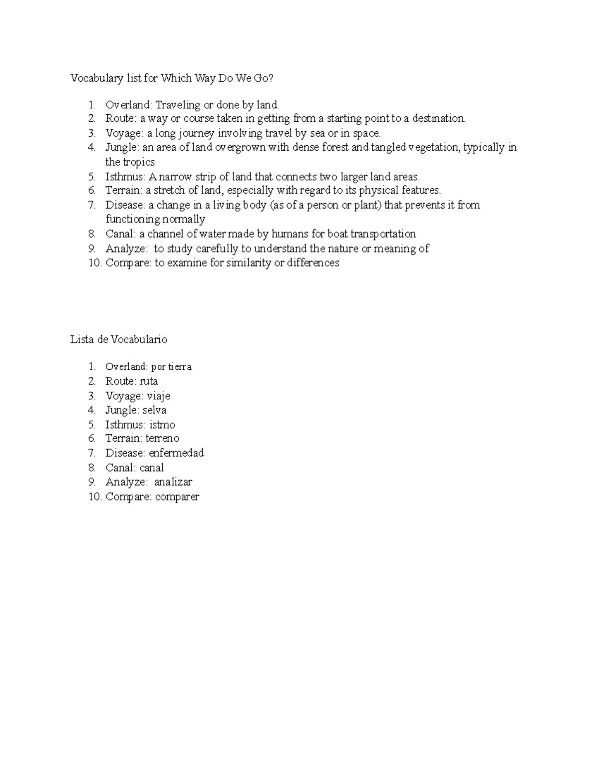 Vocabulary list for benchmark lesson plan - Vocabulary list for Which ...