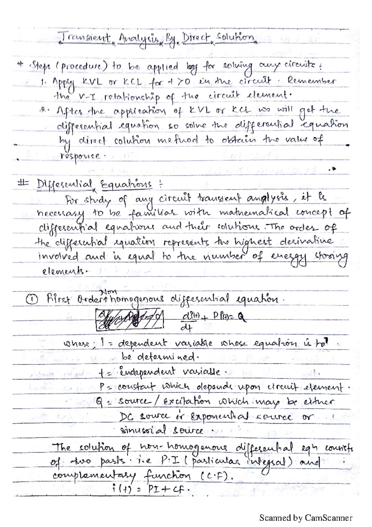 4. Transient+Analysis+I - Transient Analysis . Direct solution Steps (procedure) to be applied ...