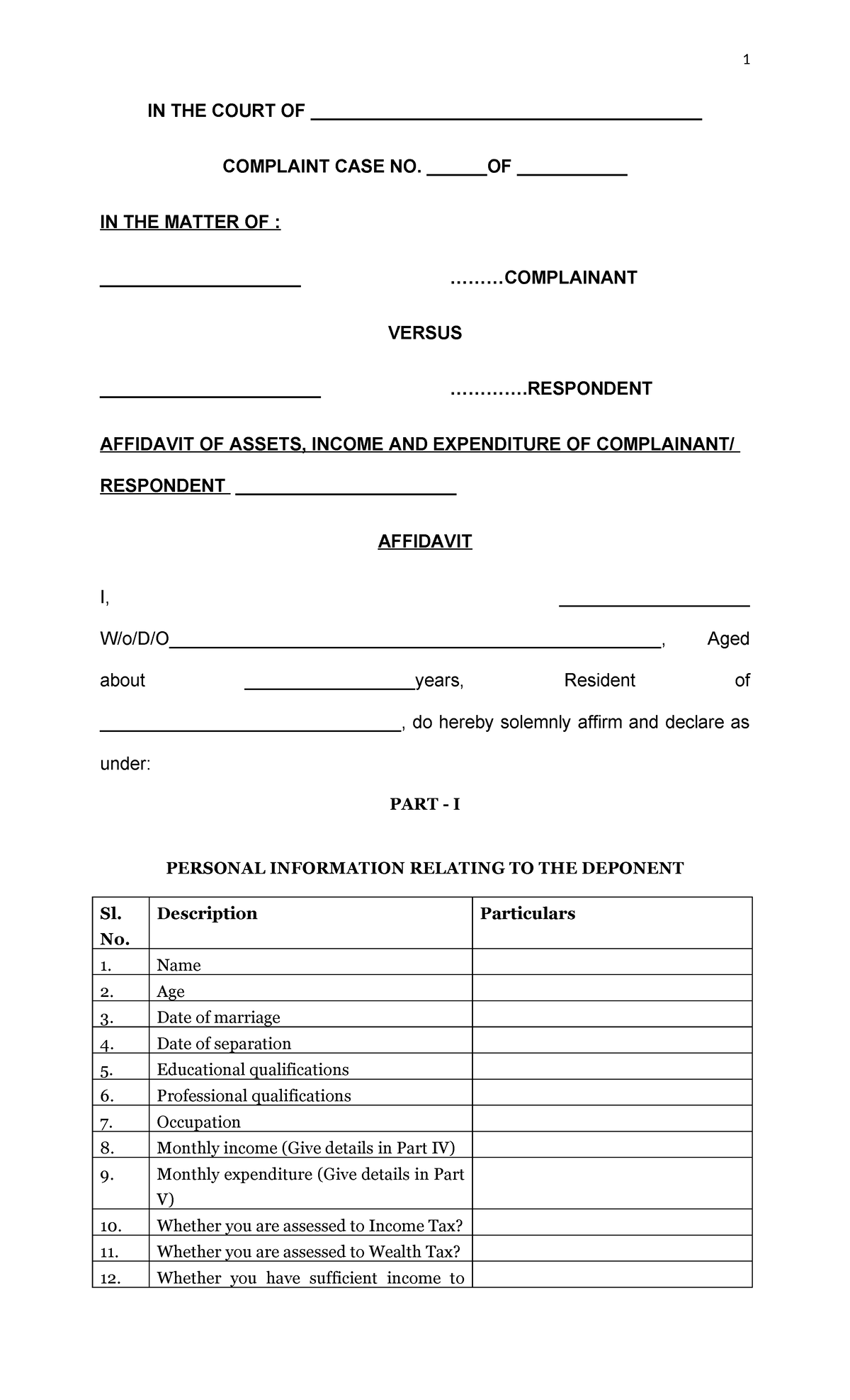 Affidavit format kusum sharma v mahinder kumar sharma download - IN THE ...