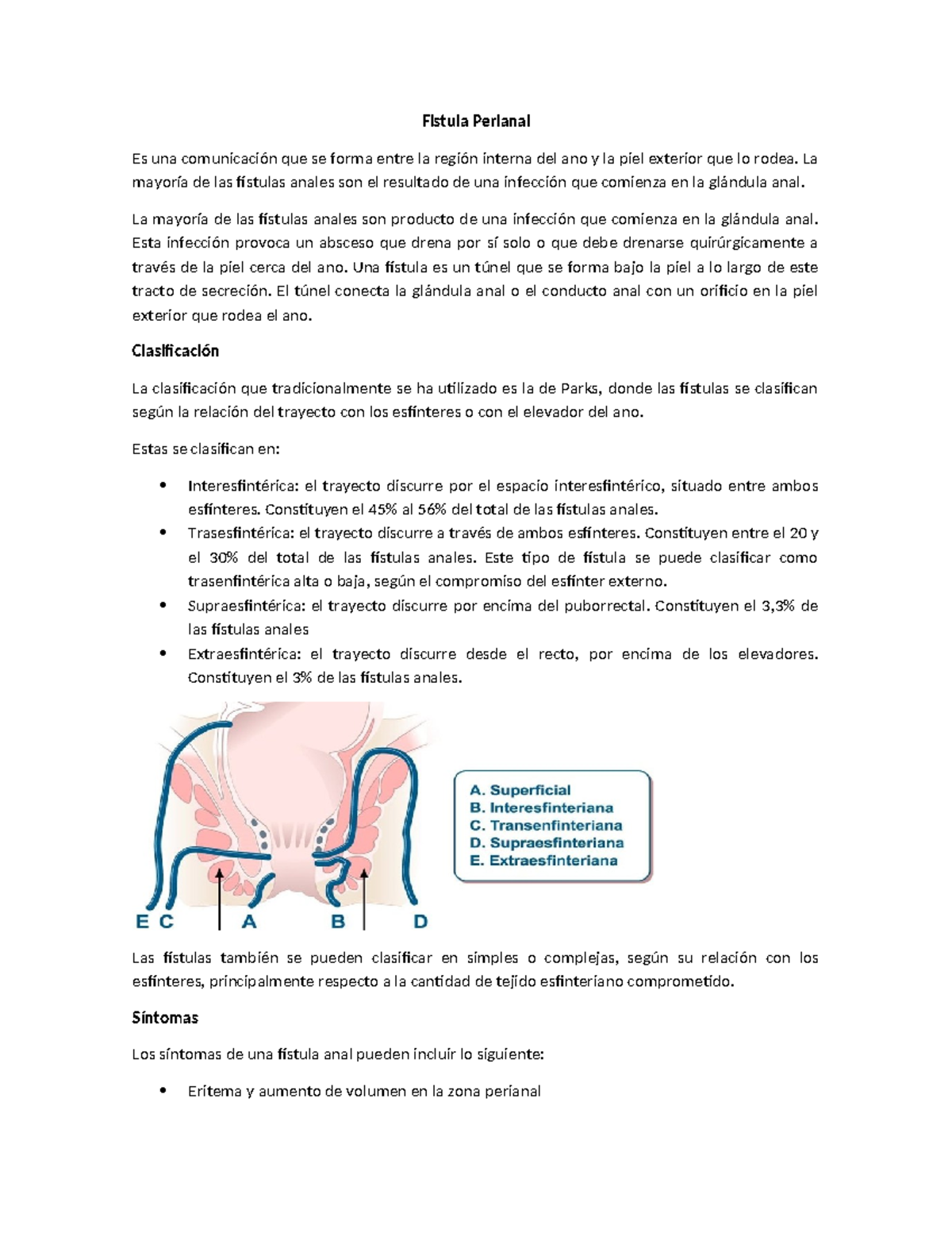 Fistula Perianal y Quiste Pilonidal - Fistula Perianal Es una ...