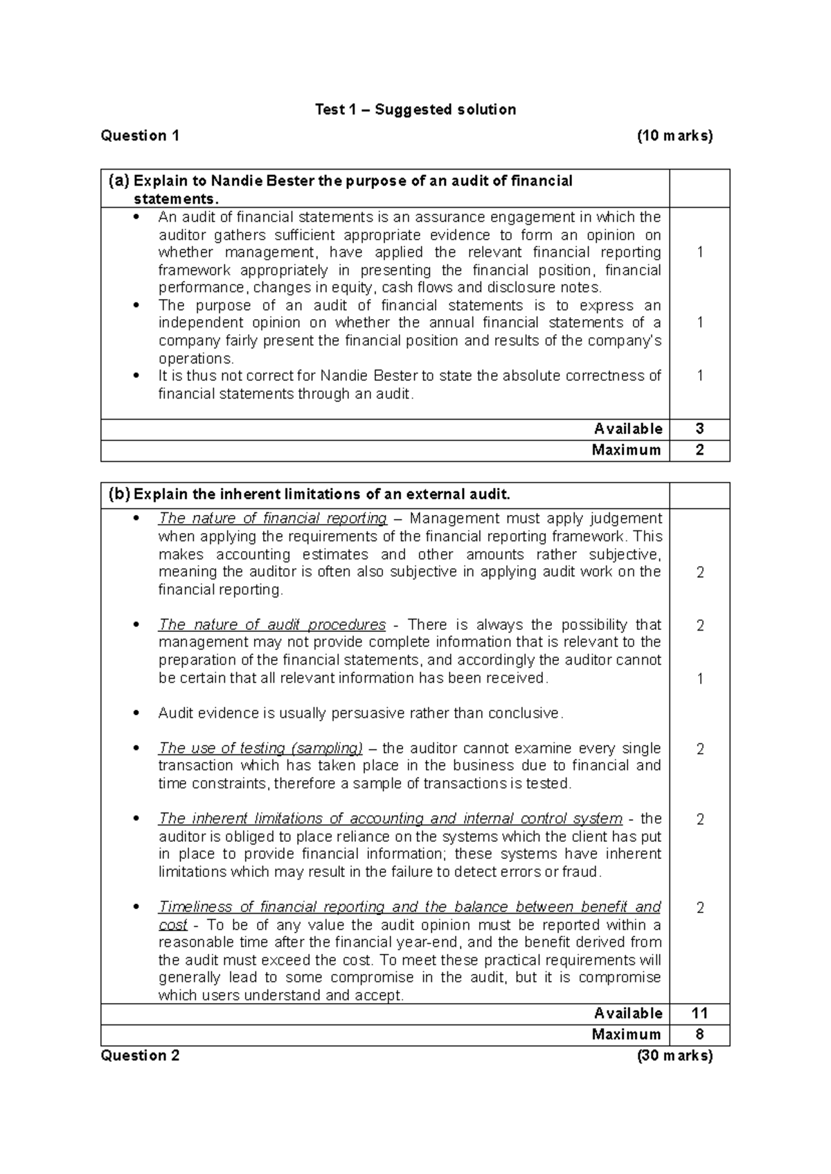 AUD221E Test 1 - Suggested Solution - Test 1 – Suggested solution ...