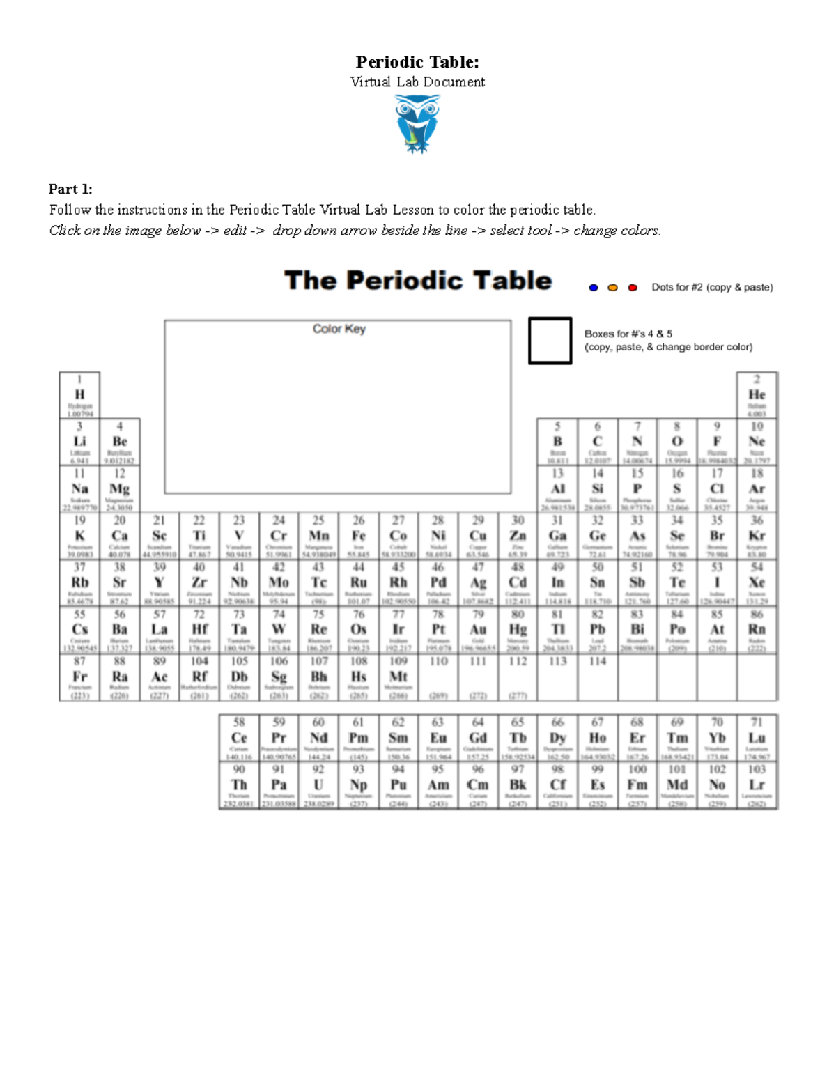 Copy of Periodic Table Virtual Lab - Periodic Table: Virtual Lab ...