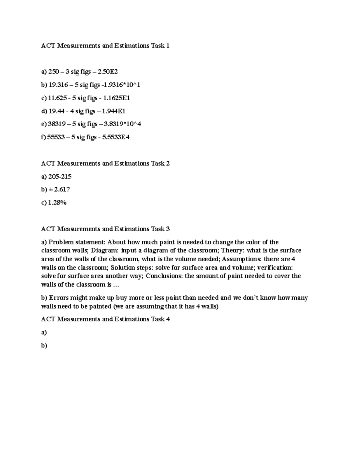 ACT Measurements Estimations Team351 - ACT Measurements and Estimations ...