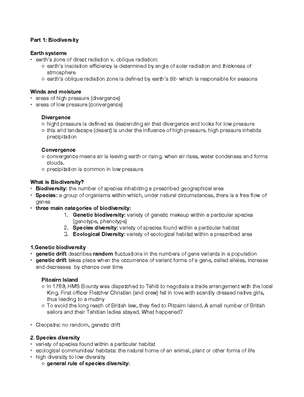 Week 8 Env Geo Biodiversity - Part 1: Biodiversity Earth systems earth ...
