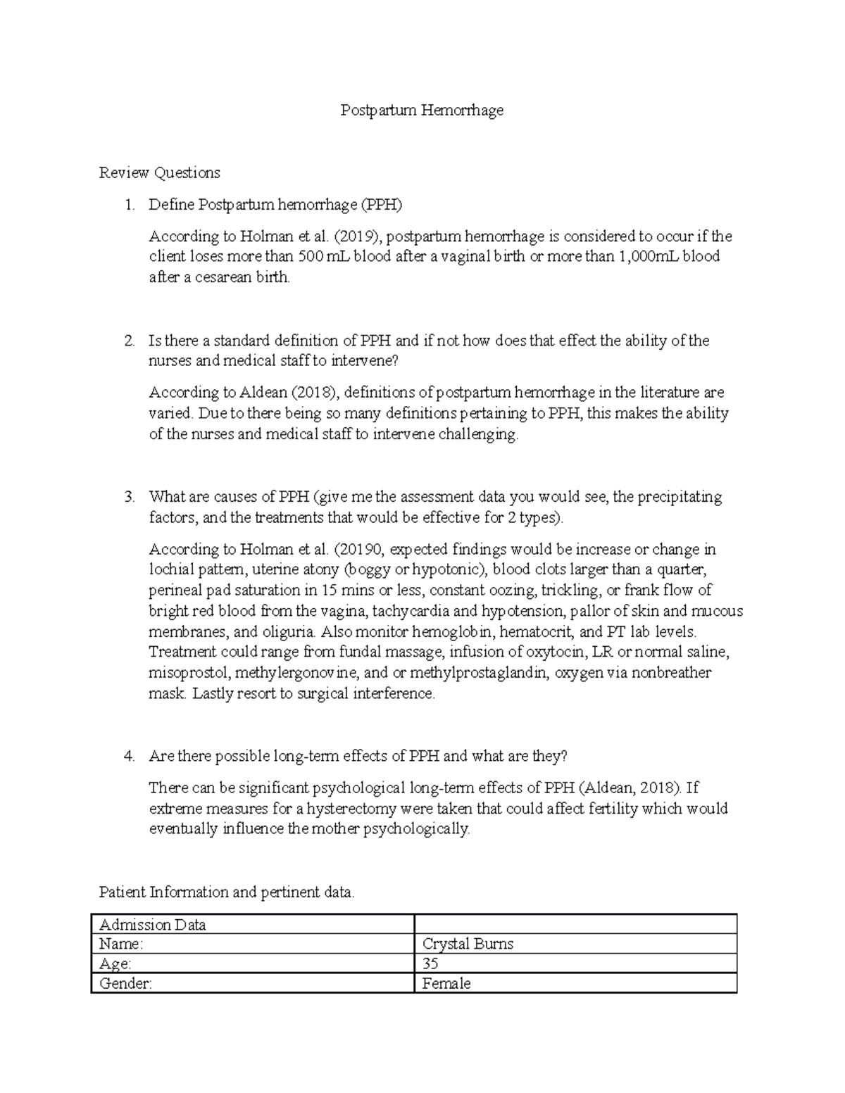 Simulation Hemorrhage - Postpartum Hemorrhage Review Questions Define ...