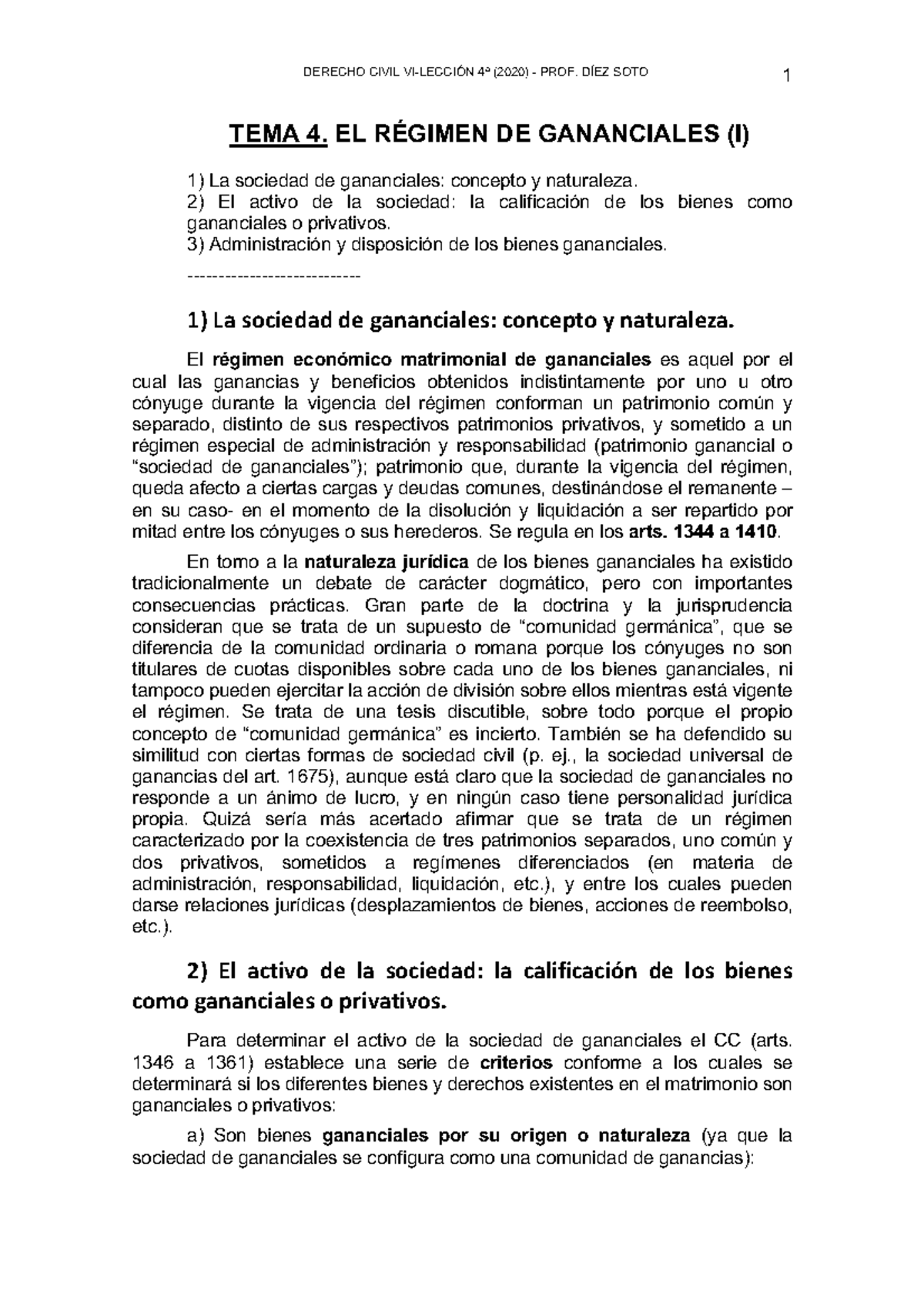 04- Gananciales I - Apuntes 4 - 1 TEMA 4. EL RÉGIMEN DE GANANCIALES (I ...