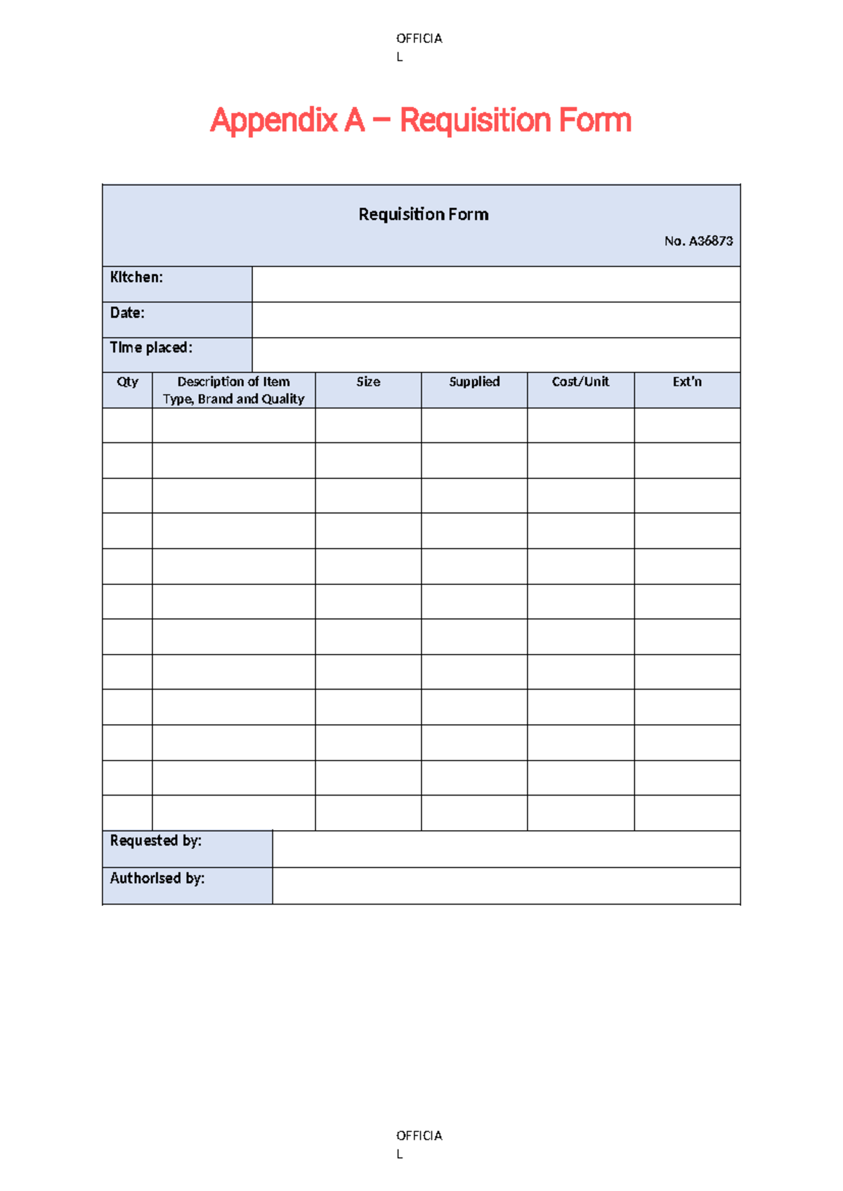 Sithkop 013 AE Pro2of2 Appx ARequisition Form - SIT40721 - OFFICIA L ...