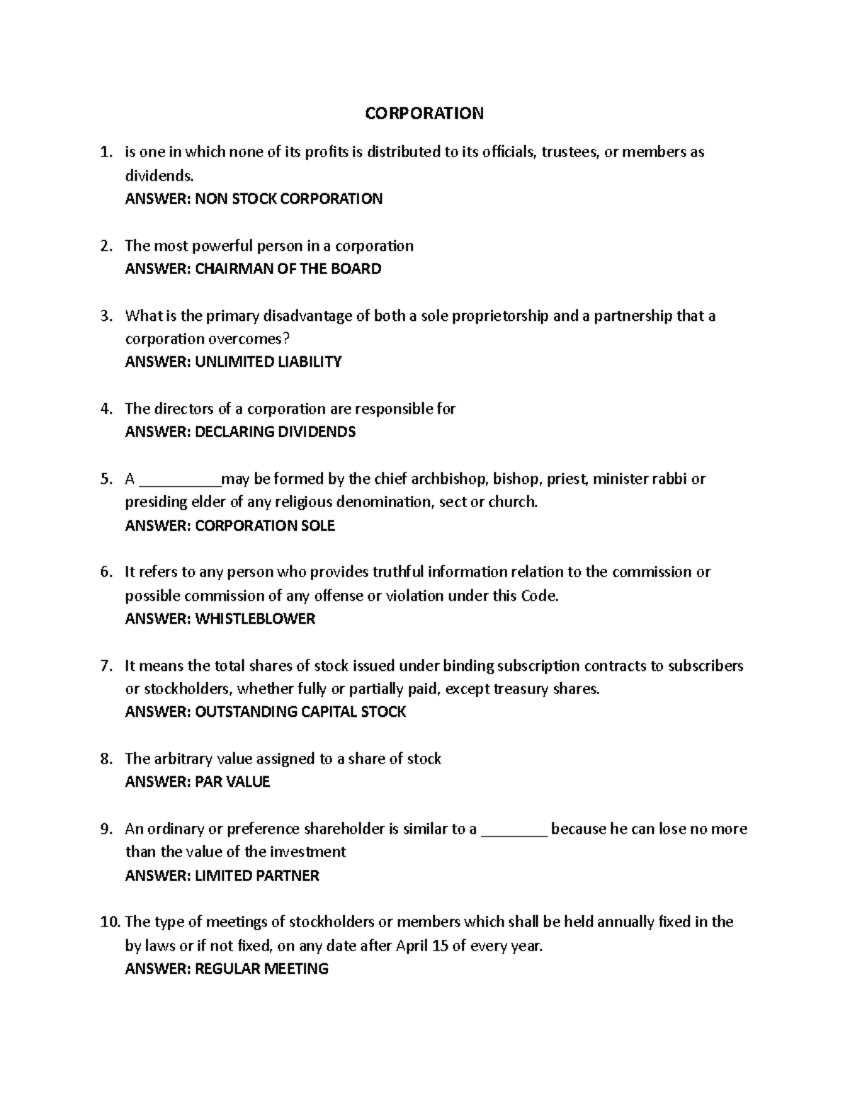 Corporation - identification - CORPORATION is one in which none of its ...