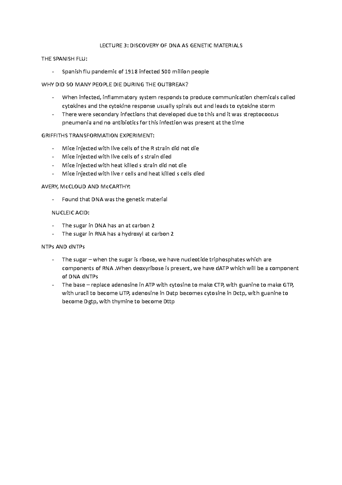 Lecture 3 - dfsaf - LECTURE 3: DISCOVERY OF DNA AS GENETIC MATERIALS ...