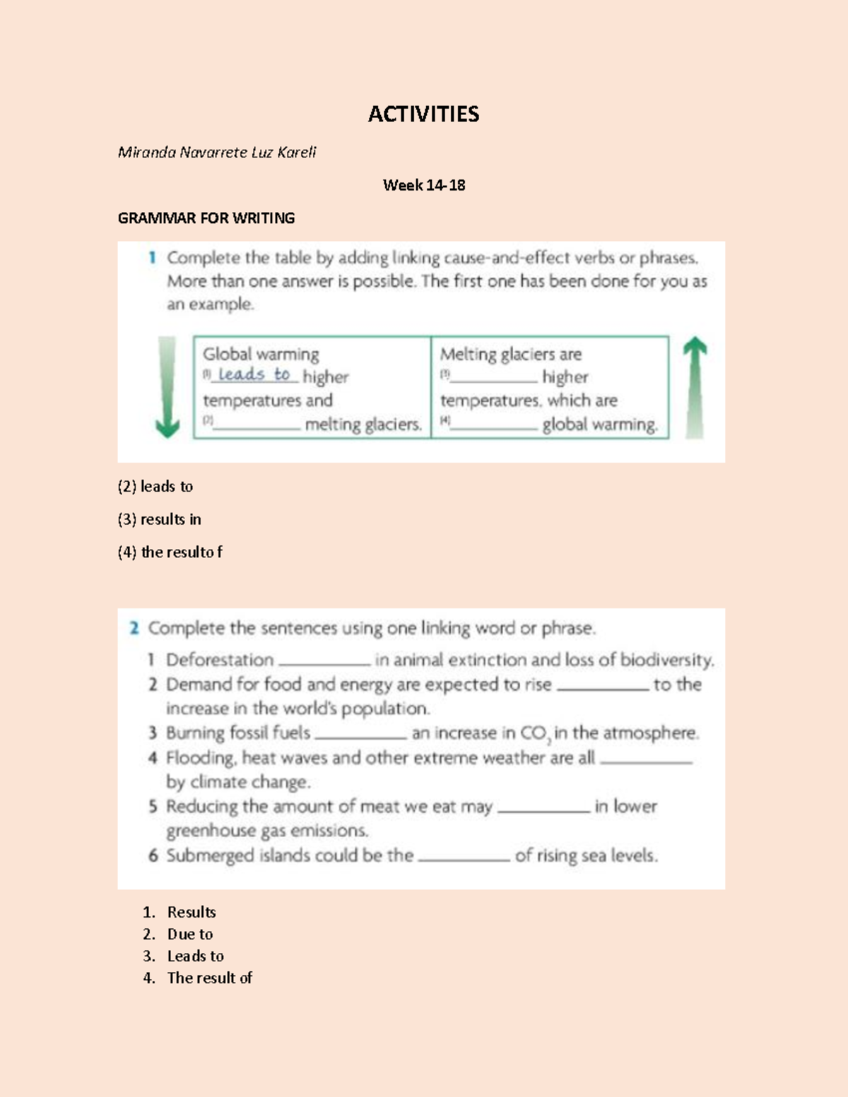 Activities, week 14-18 - ACTIVITIES Miranda Navarrete Luz Kareli Week ...