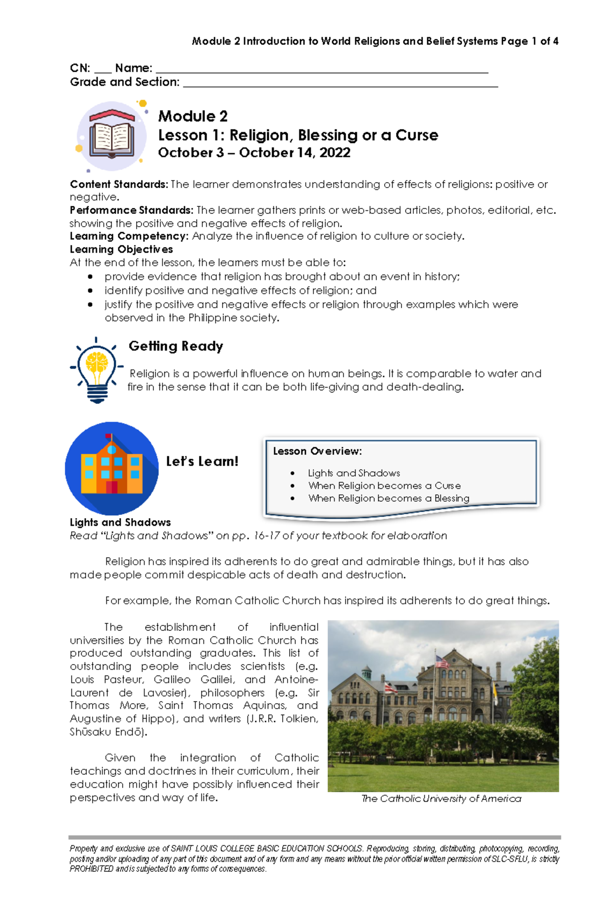 Module 2 World Religions - Property and exclusive use of SAINT LOUIS ...