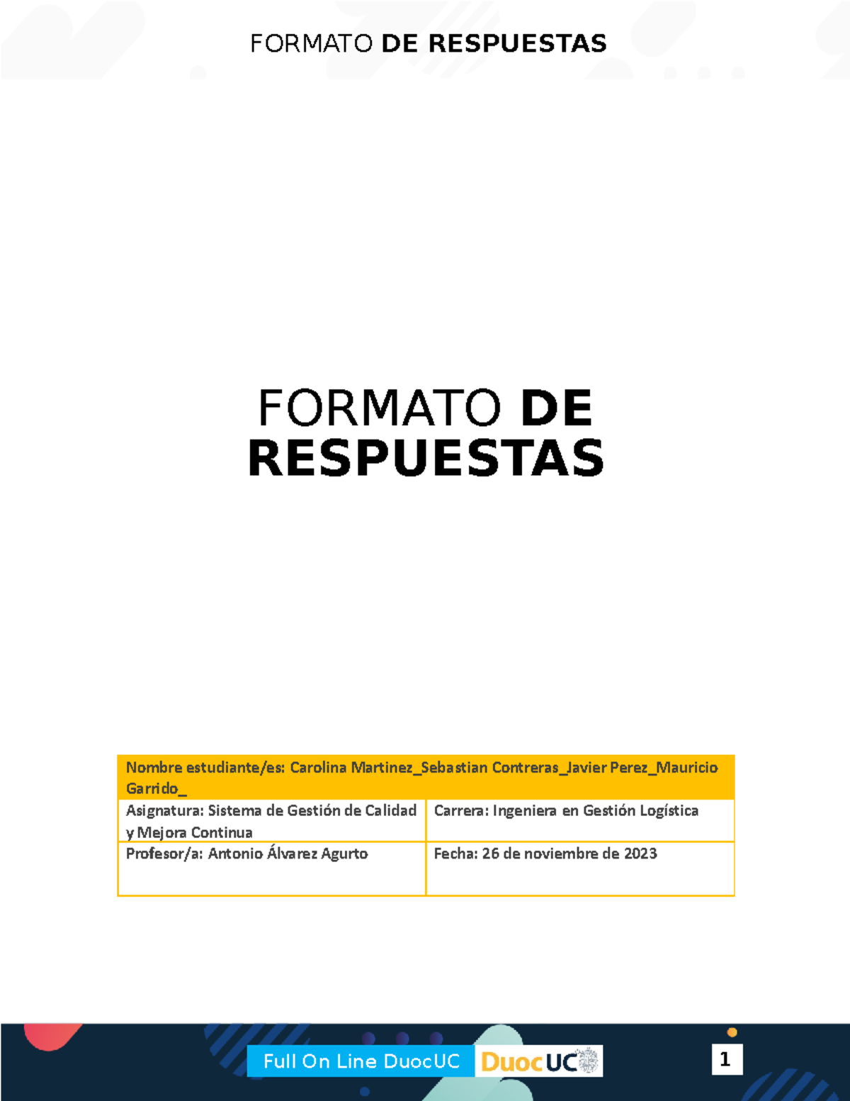 Carolina Martinez Sebastian Contreras Javier Perez Mauricio Garrido ...