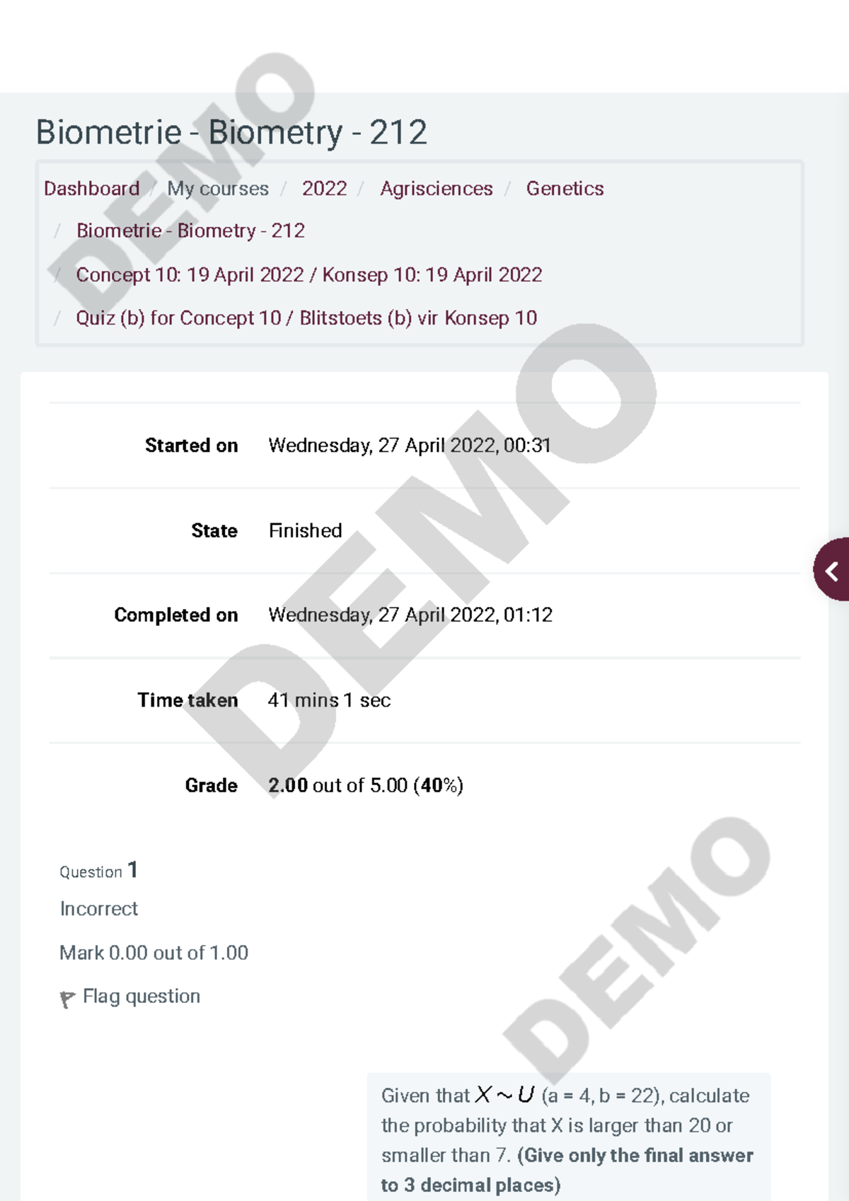 Concept Quiz 10b - quiz to help with work - Biometrie - Biometry - 212 ...