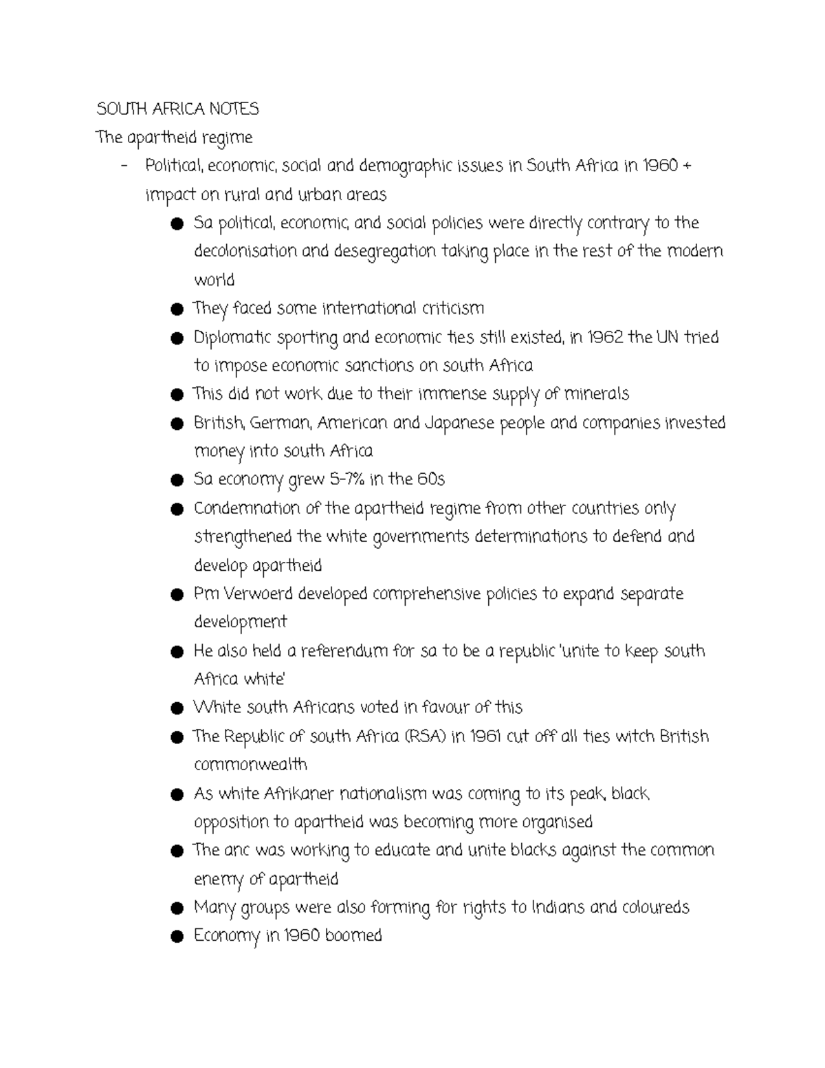 HSC modern history - SOUTH AFRICA NOTES The apartheid regime ...