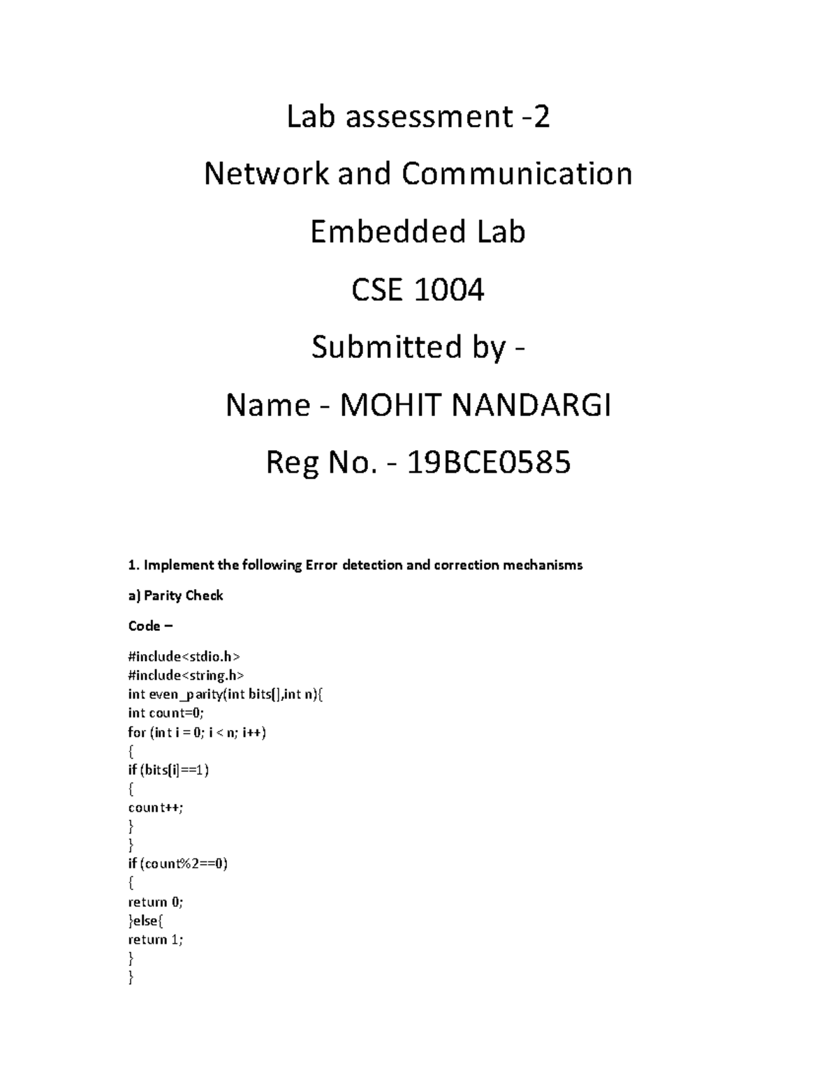 19BCE0585 netcom lda2 - Lab da2 - Lab assessment - Network and Communication Embedded Lab CSE ...