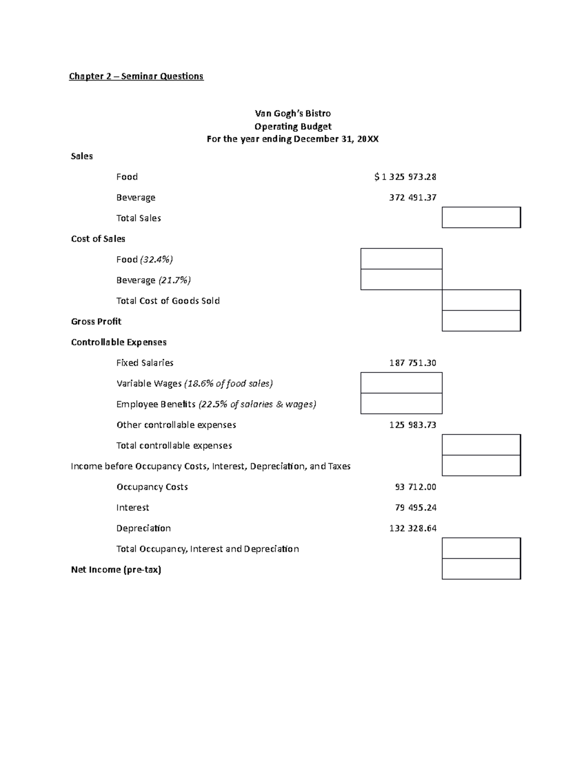 Chapter 2 - Seminar Worksheet - Chapter 2 – Seminar Questions Van Gogh ...