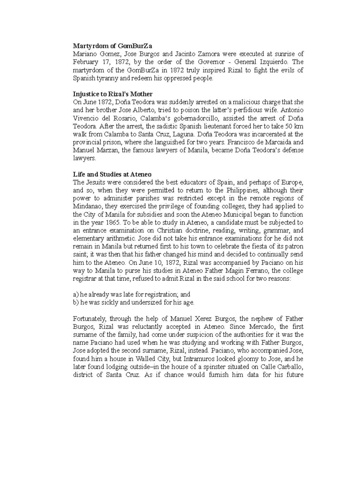 Martyrdom of Gom Bur Za - Martyrdom of GomBurZa Mariano Gomez, Jose Burgos and Jacinto Zamora ...