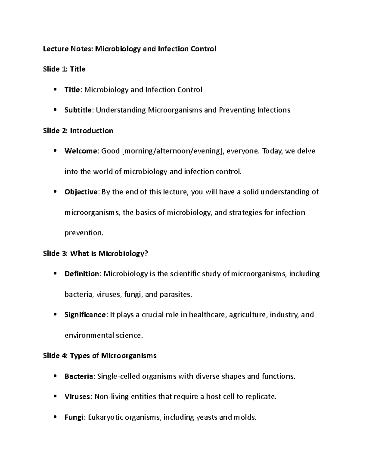Lecture Notes- Microbiology and Infection Control - Today, we delve ...