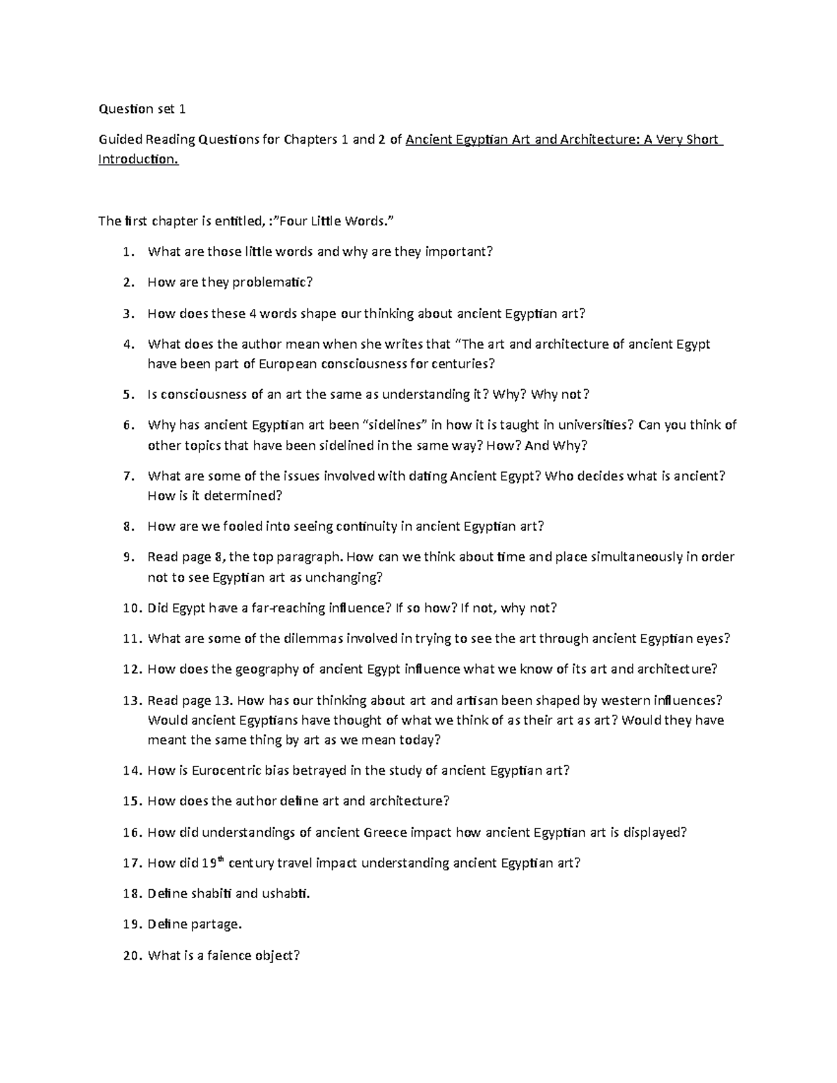 Question set 1 3 - Grade: A+ - Question set 1 Guided Reading Questions ...